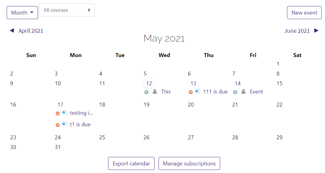 Moodle: Blocks: Calendar Overview - GROK Knowledge Base