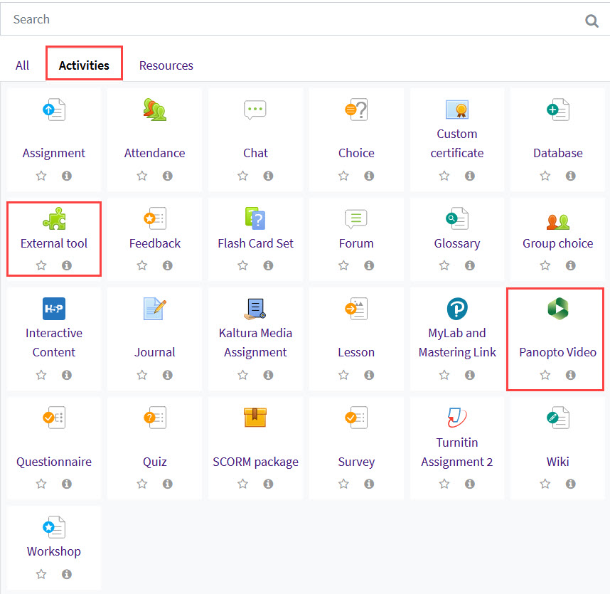 Panopto: Adding a Video or Video Quiz to a Moodle Section (External Tool) - GROK Knowledge Base